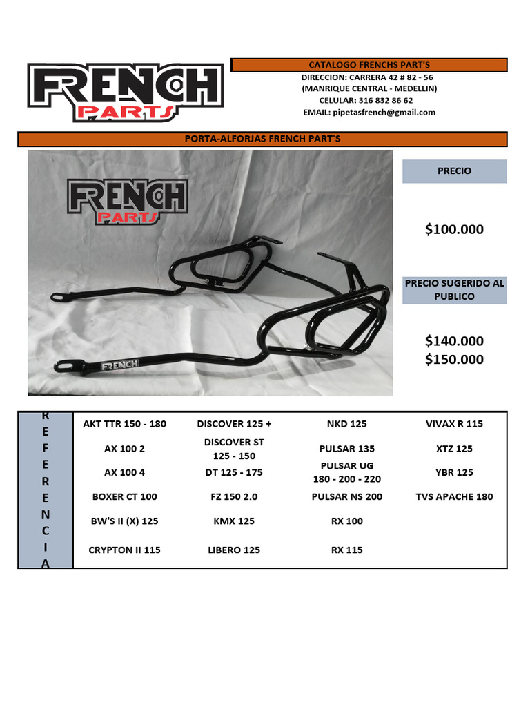 Precios y Referencias de Partes French's Parts | PDF