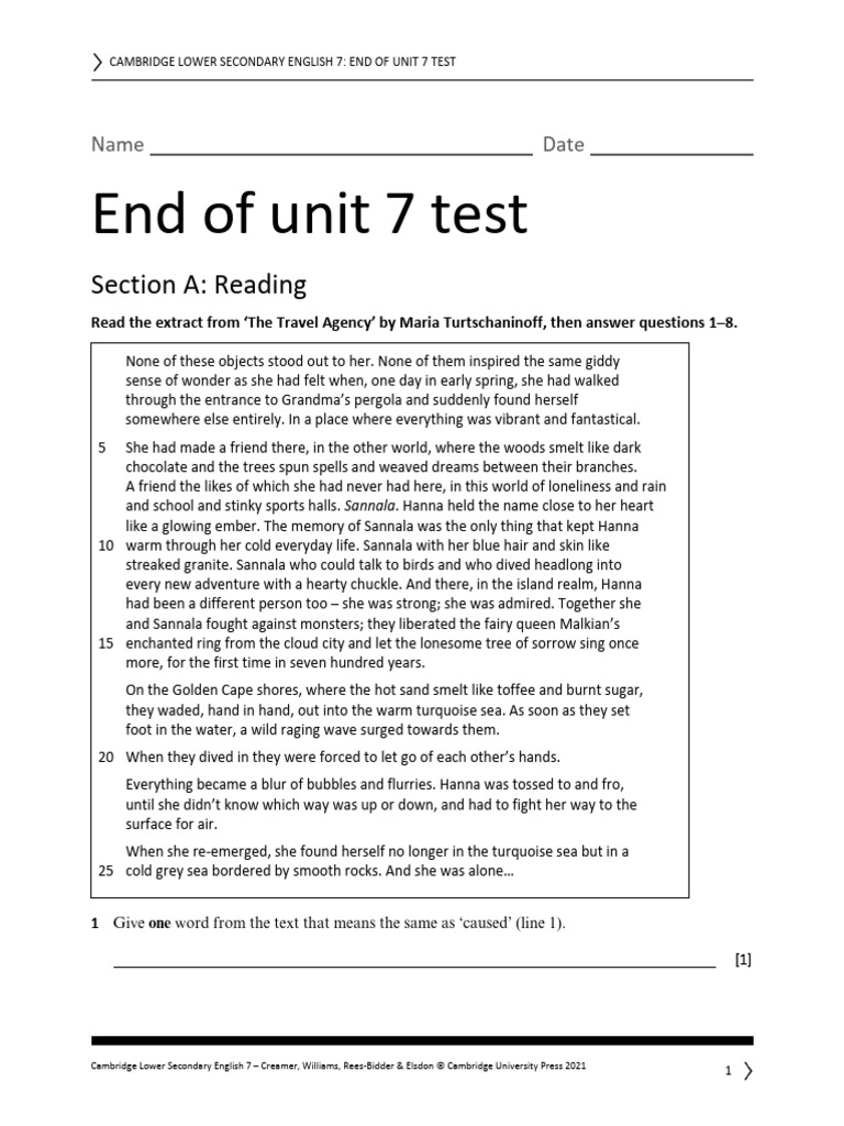 Ls English 7 Unit 7 Test Pdf