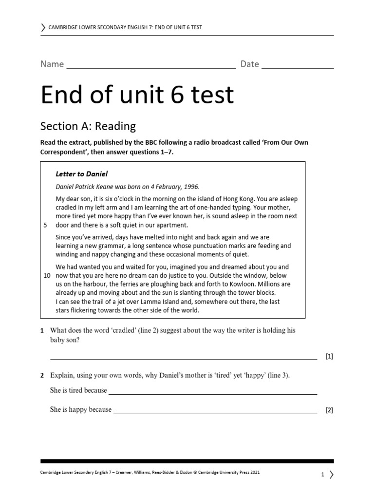 LS English 7 Unit 6 Test | PDF | Language Arts & Discipline