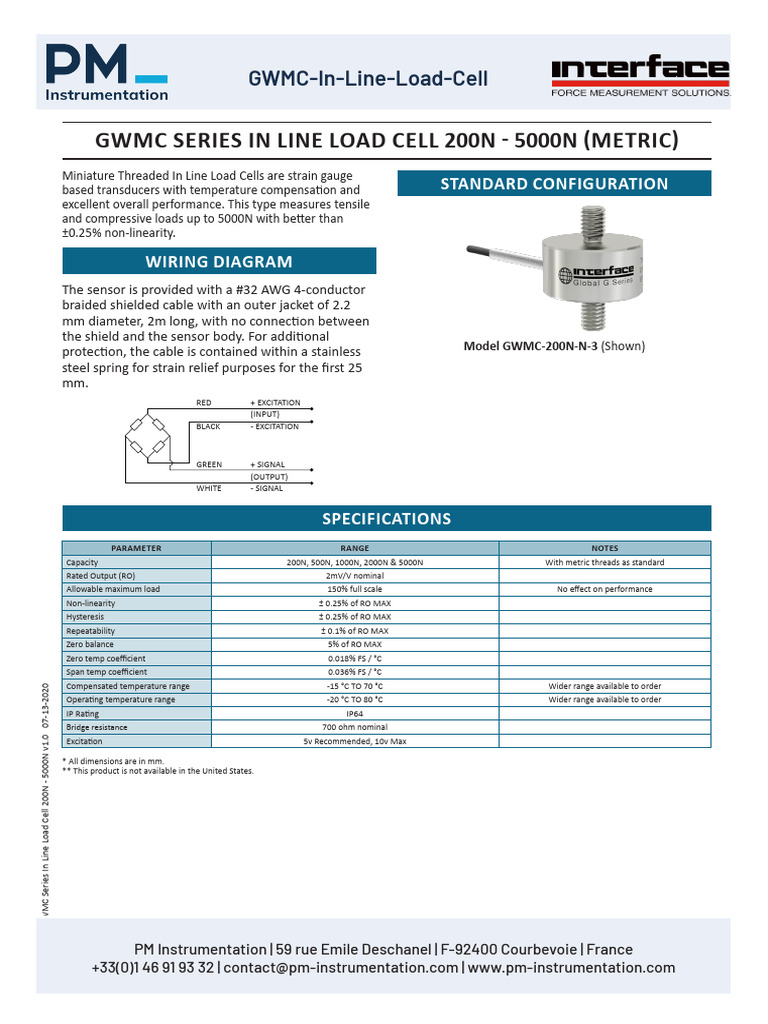 Datasheet GWMC in Line Load Cell Pmi en | PDF | Electrical Engineering ...