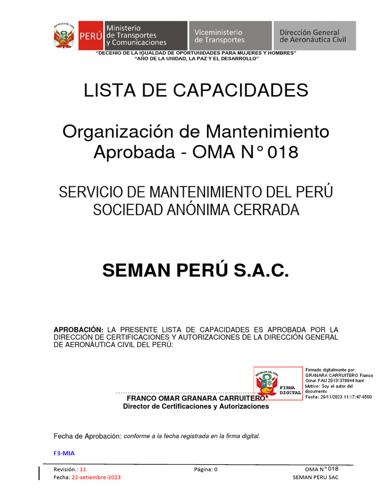 Oma 018 Lista de Capacidades | PDF | Avión | Aeronáutica