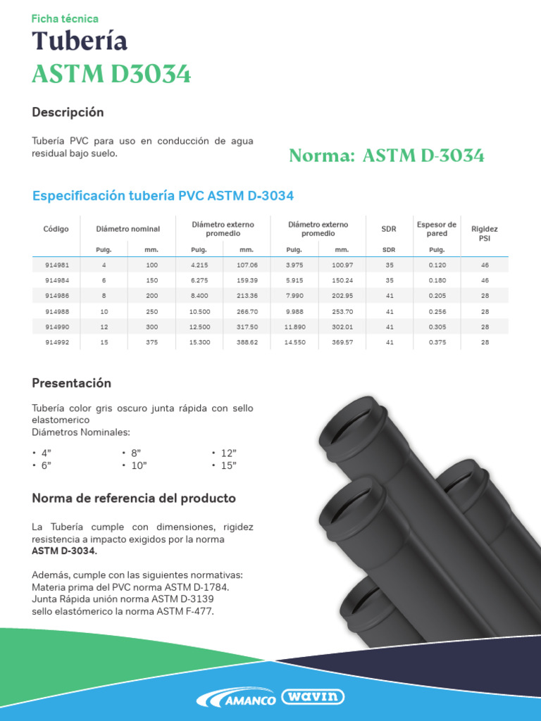 Ficha-T Tuberia 3034 | PDF | Tubería (transporte de fluidos) | Procesos industriales