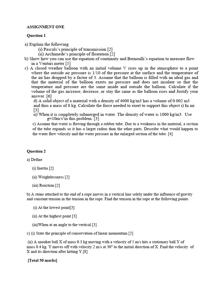 ASSIGNMENT ONE mechanics | PDF