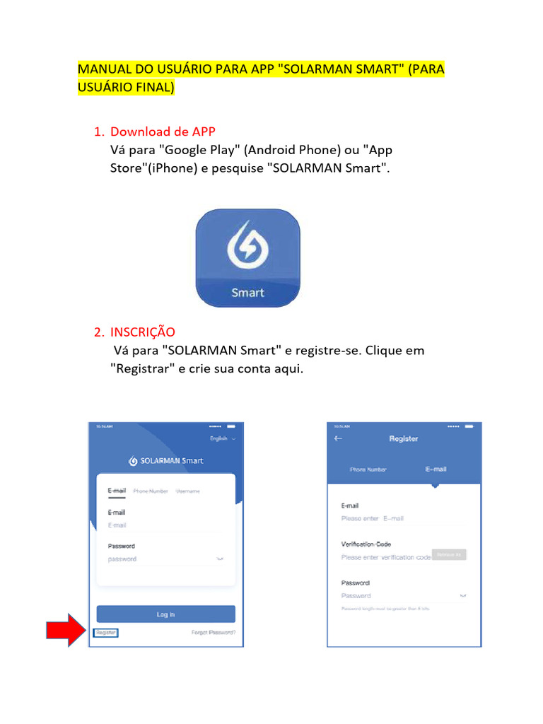 Manual Do Usuário para App Solar Man Smart | PDF