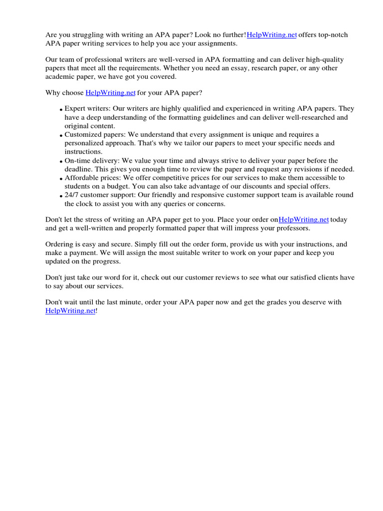 Apa Paper Writing Services | PDF | Apa Style | Citation