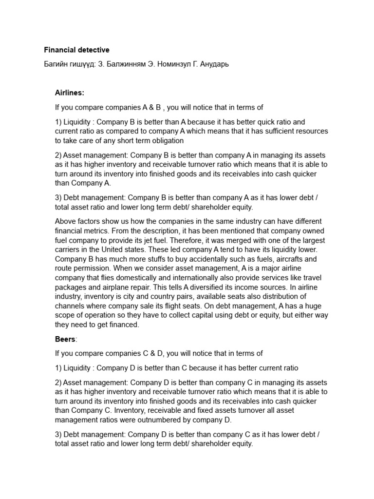 Financial Detective | PDF | Debt | Equity (Finance)