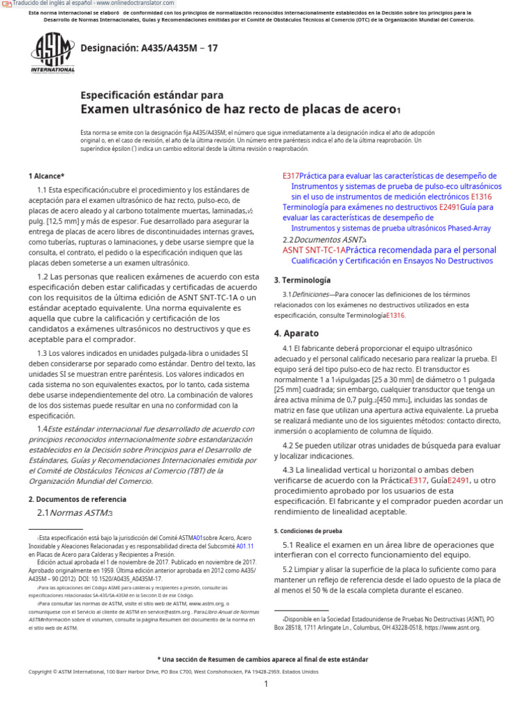 ASTM 435 A435M 17.en - Es | PDF | Ultrasonido | Acero