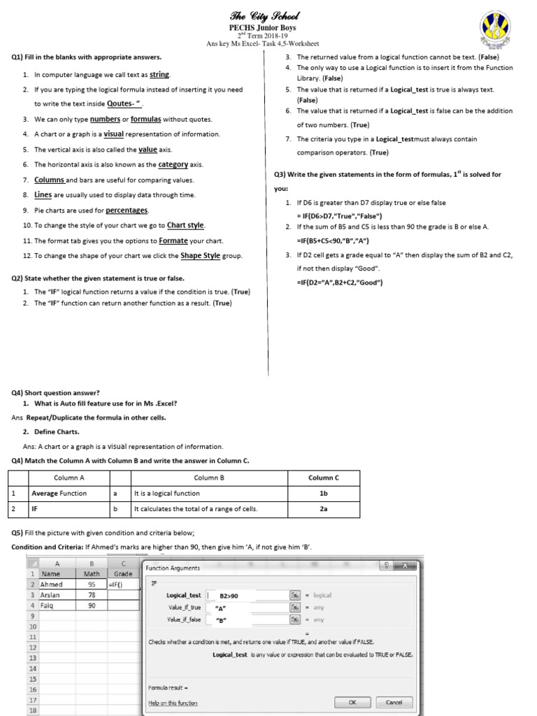 Ans Key Ms Excel Task 45 H.W | PDF | Chart | Microsoft Excel