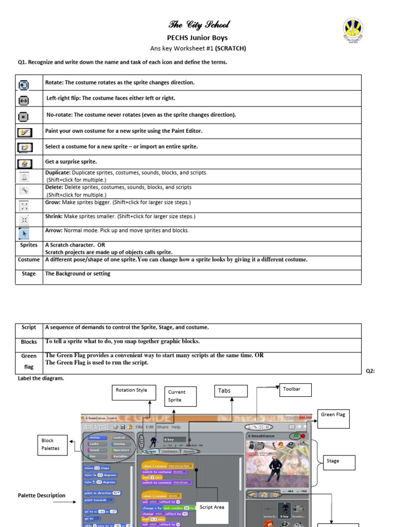 Ans Key Scratch Worksheet 1 | PDF | Scratch (Programming Language) | Icon (Computing)