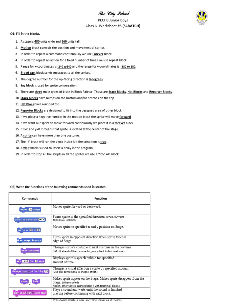 Ans Key Scratch Worksheett3 1 | PDF | Computing