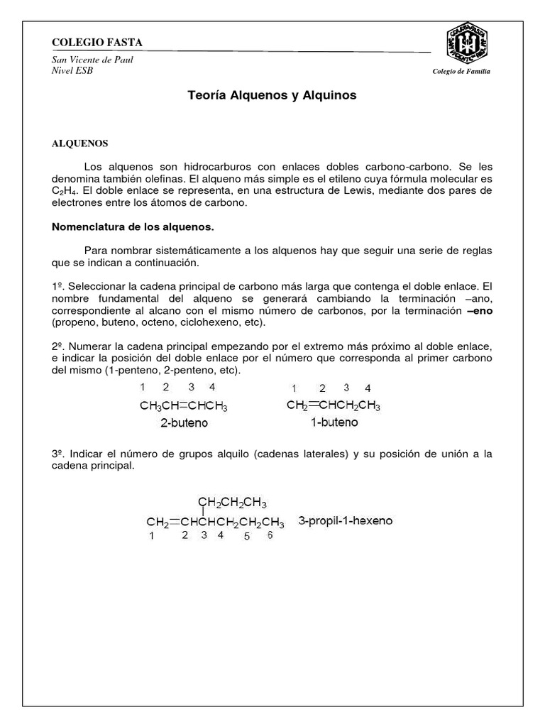 Teoría Alqueno y Alquinos | PDF | Alqueno | Compuestos de hidrógeno