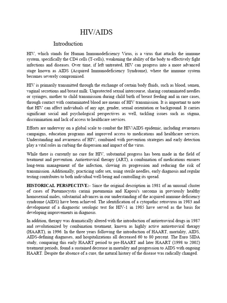 Hiv Aids Introduction Pdf Hiv Aids Management Of Hiv Aids