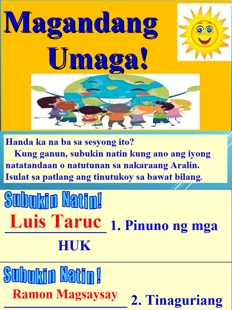 Aralin 4 Pamamahala Mga Programa Nina Pangulong Macapagal at Pangulong ...