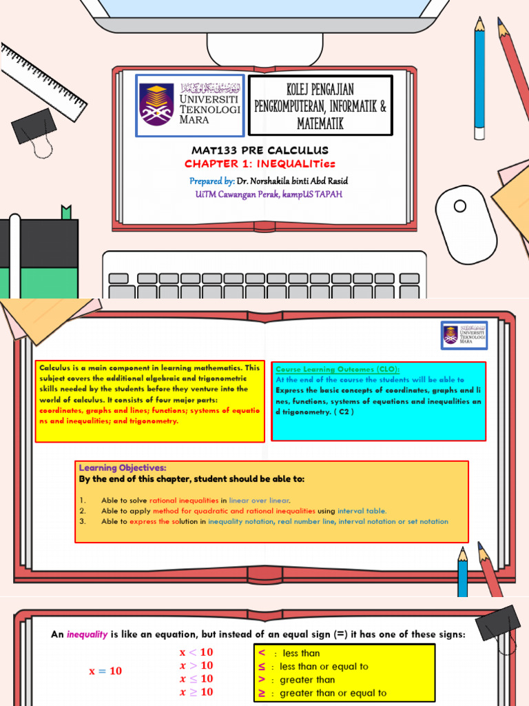Mat133 Chapter 1 Inequality | PDF | Inequality (Mathematics) | Equations