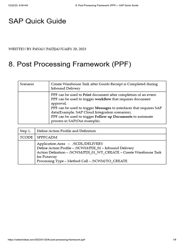 Post Processing Framework (PPF) - SAP Quick Guide | PDF | Information Science | Systems Engineering