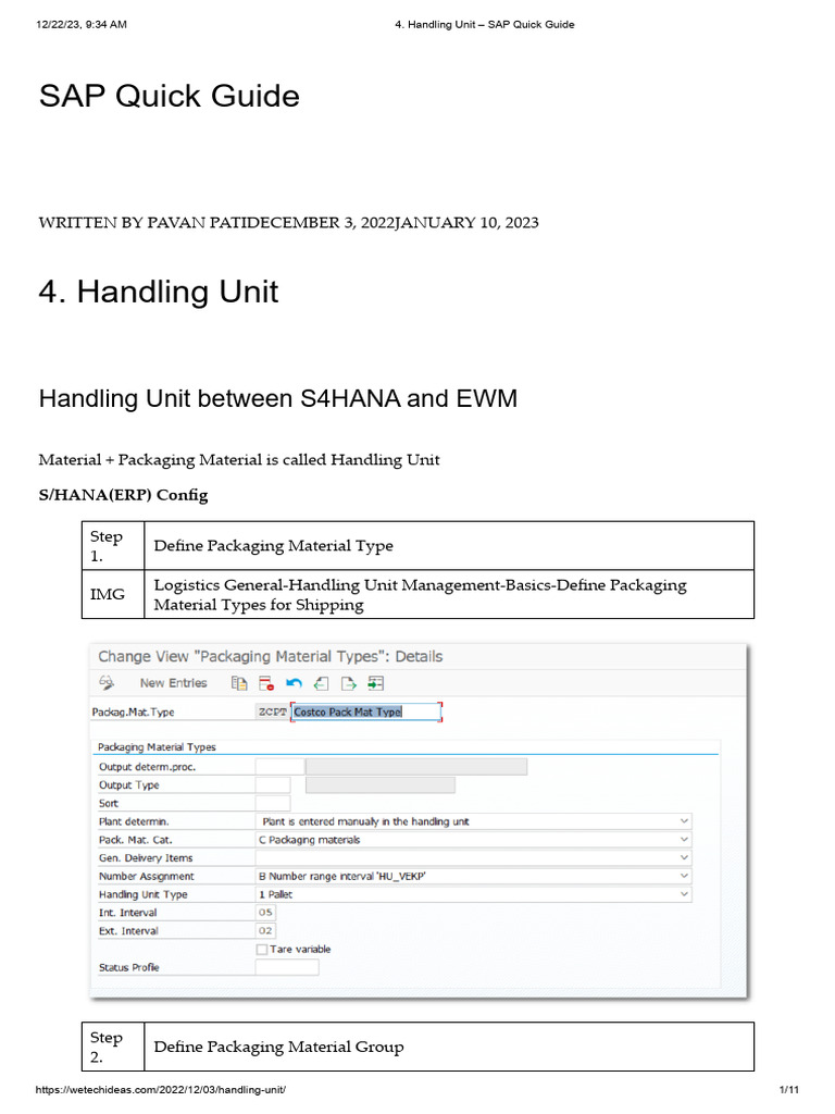 Handling Unit - SAP Quick Guide | PDF | Packaging And Labeling | Warehouse