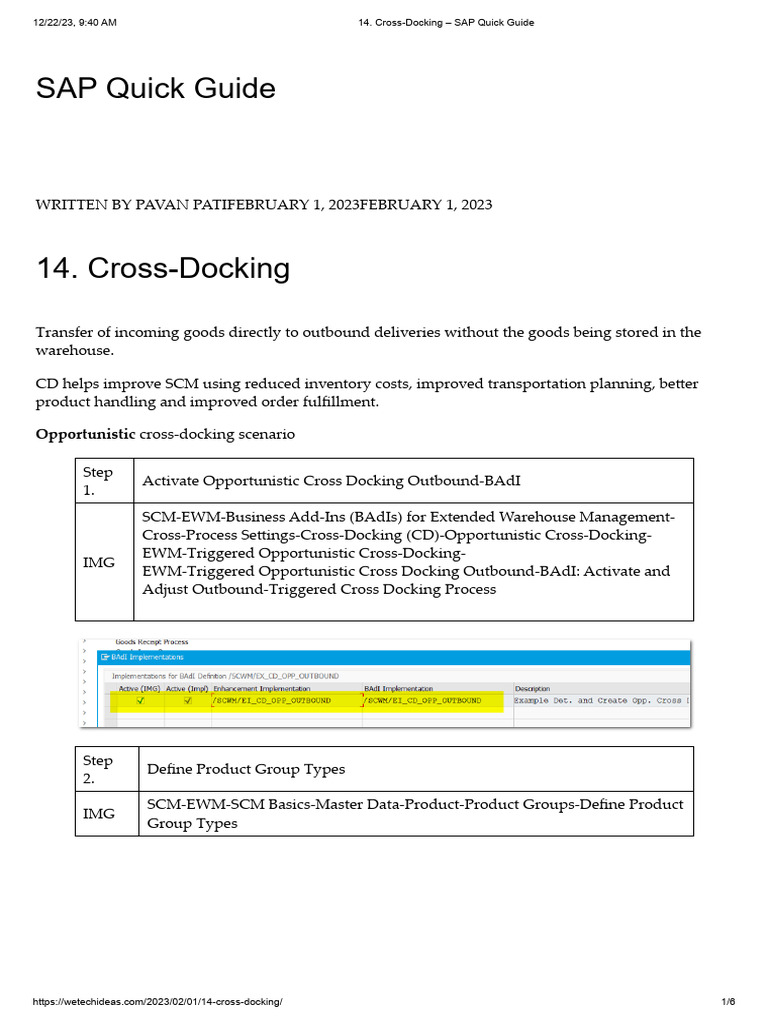 Opportunistic Cross-Docking in SAP EWM | PDF | Warehouse | Computing