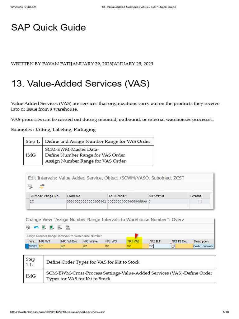 Value-Added Services (VAS) - SAP Quick Guide | PDF | Warehouse | Computing