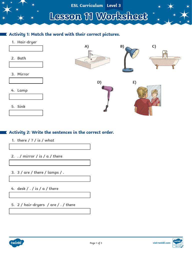 Lesson 11 - Level 3 Interactive Worksheet | PDF | English As A Second ...