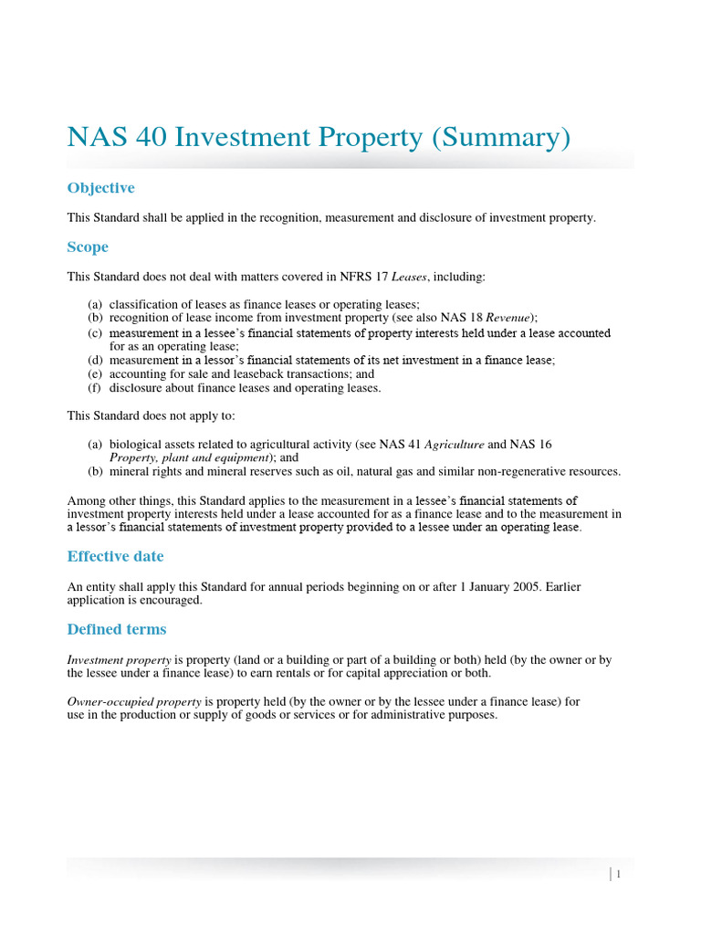 Summary NAS 40 | PDF | Fair Value | Lease