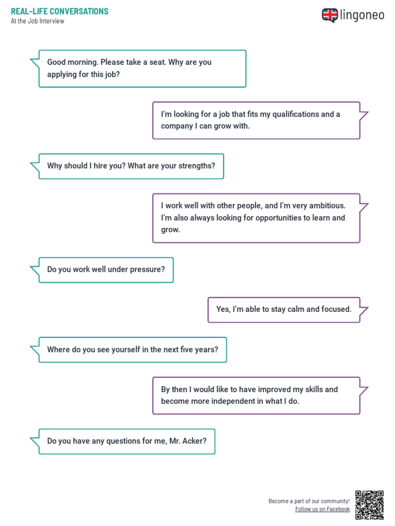 At The Job Interview - Dialogue | PDF