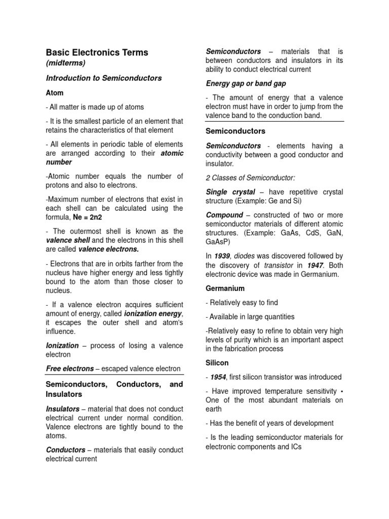 Basic-Electronics-Terms | PDF | Rectifier | P–N Junction