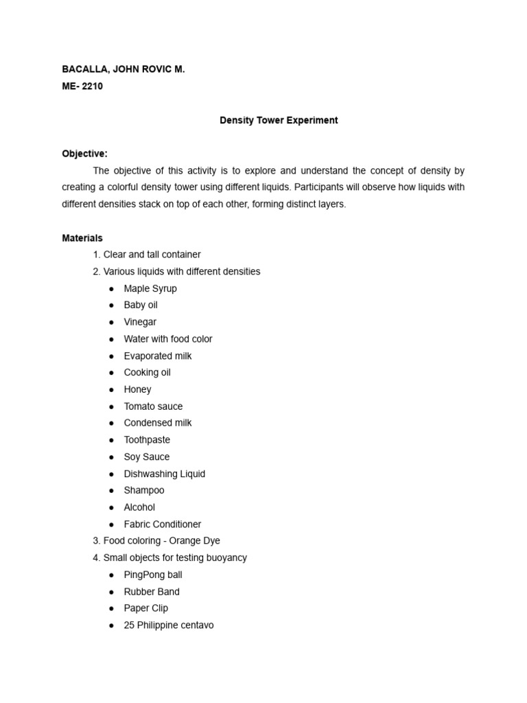 Flumech - Density Tower | Download Free PDF | Buoyancy | Density