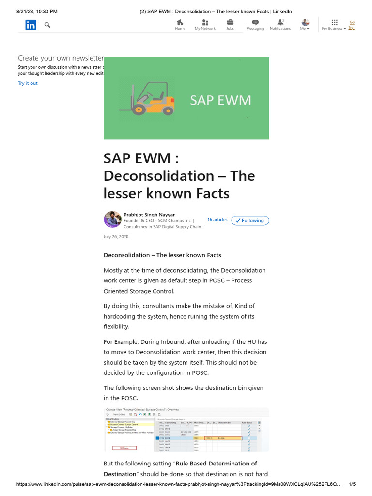 SAP EWM - Deconsolidation - The Lesser Known Facts - LinkedIn | PDF ...