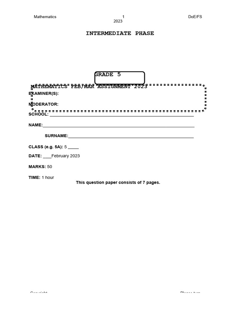 Grade 5 Term 1 Assignment 2023 | PDF | Learning | Robotics