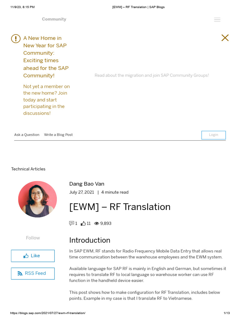 (EWM) - RF Translation - SAP Blogs | PDF | Computing