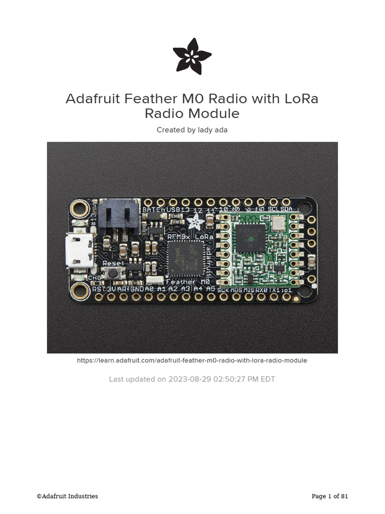 Adafruit Feather m0 Radio With Lora Radio Module | PDF | Electrical Connector | Arduino