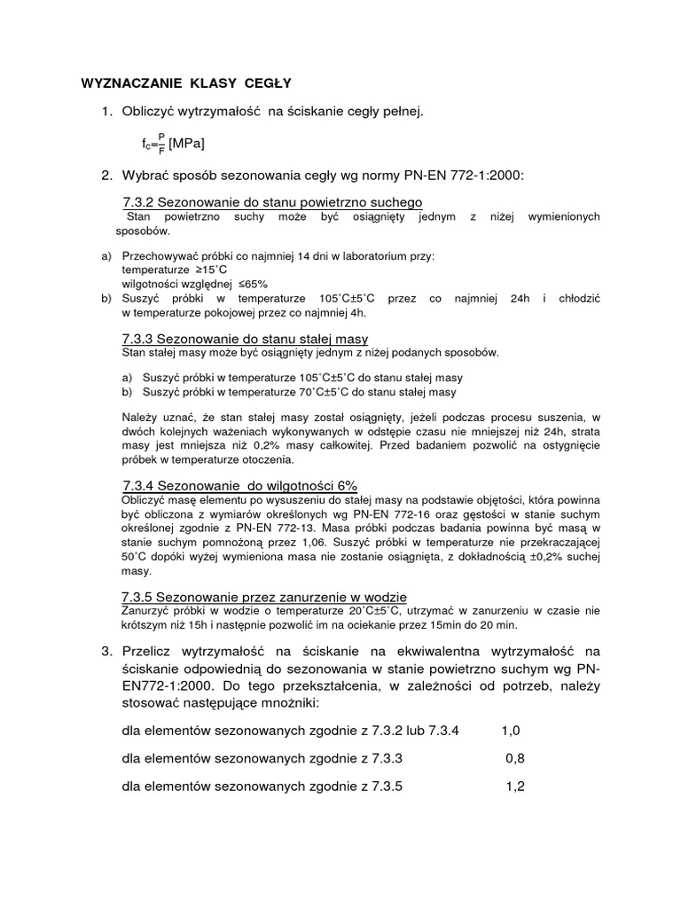 3 Wyznaczanie Klasy Cegly 5 | PDF