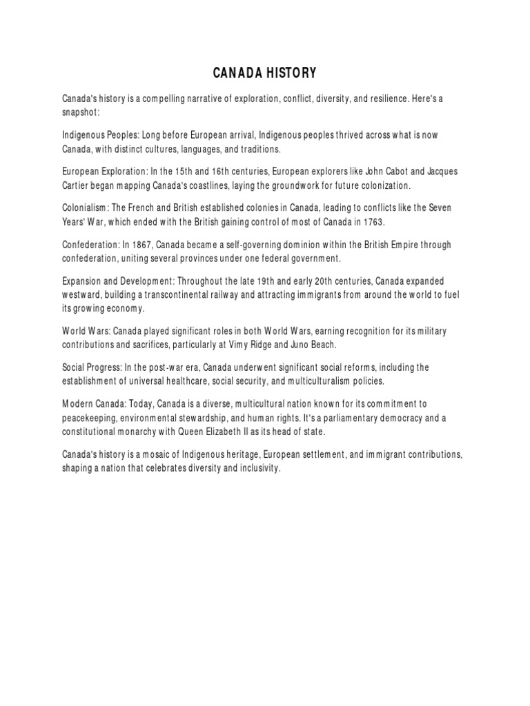 Overview of Canada's Rich History | PDF | Travel