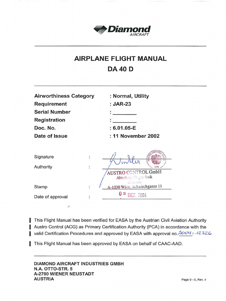AFM DA-40 - Split | PDF | Airspeed | Sea Level