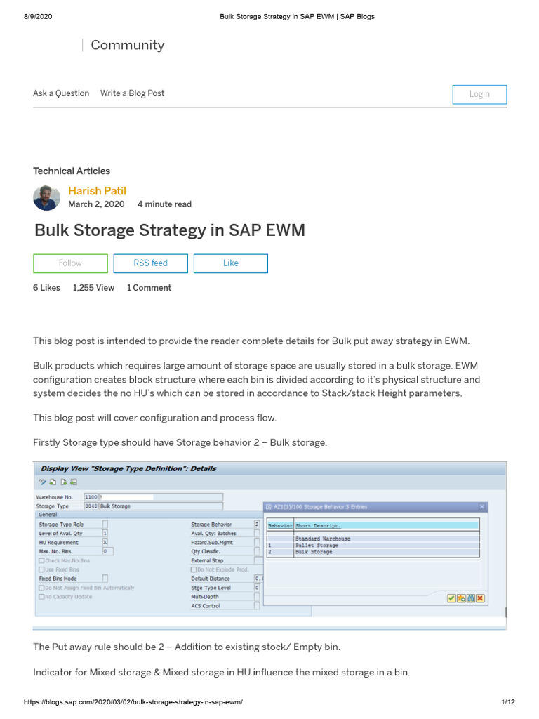 Bulk Storage Strategy in SAP EWM - SAP Blogs | PDF | Computing