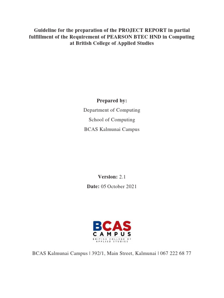 Guideline For The Preparation of The Project Thesis | Download Free PDF | Thesis | Computing