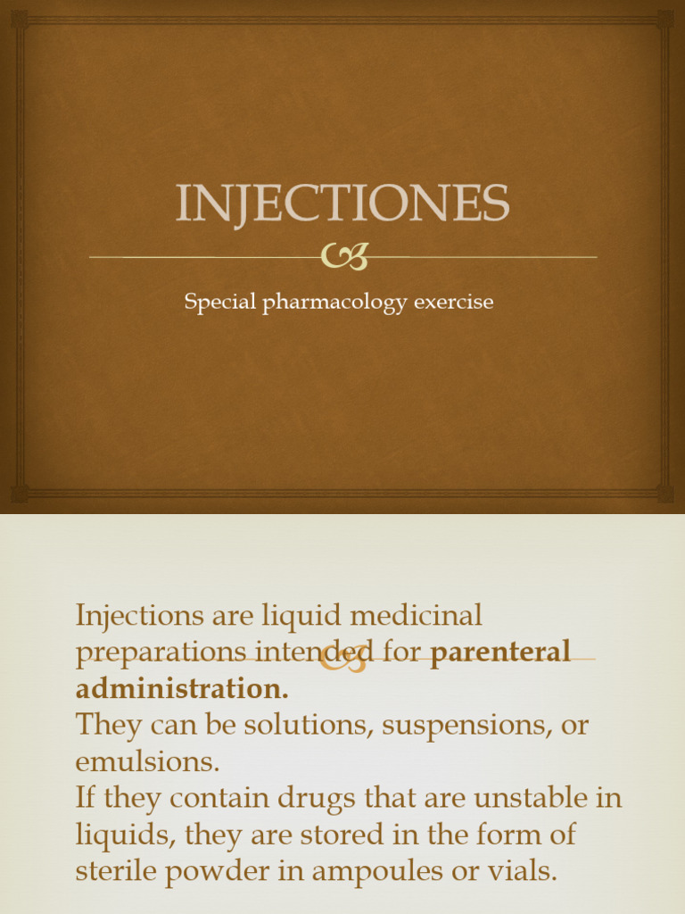 INJECTIONES Exercise S. Pharmacology | PDF | Intravenous Therapy ...