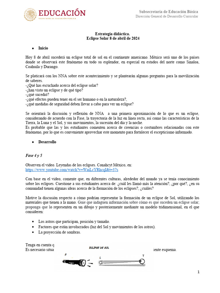 PLAN DE CLASE Eclipse solar | PDF | Eclipse solar | Eclipse