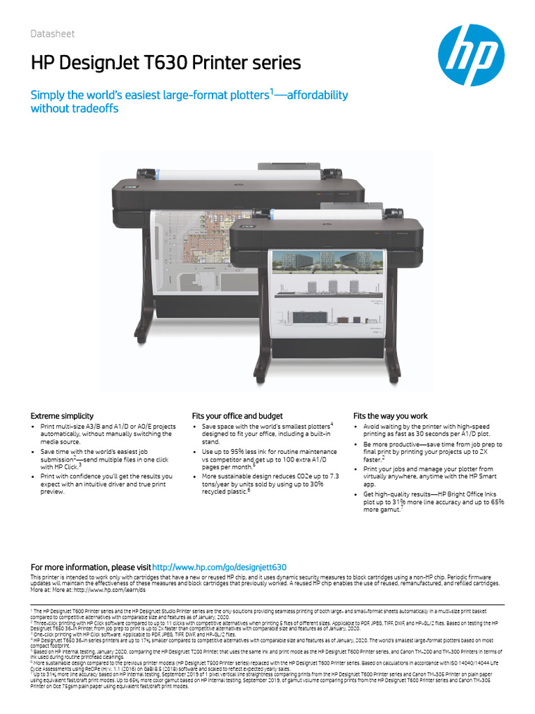 HP DesignJet T630 Printer Series | PDF | Printer (Computing) | Office Equipment