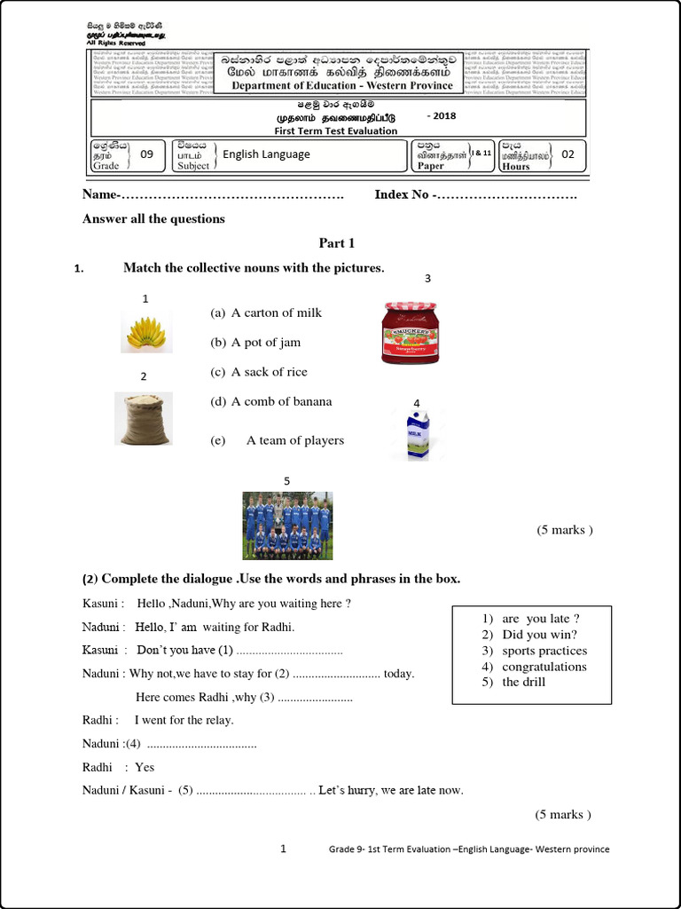 Grade 9 English 1st Term Evaluation | PDF | Language Arts & Discipline ...