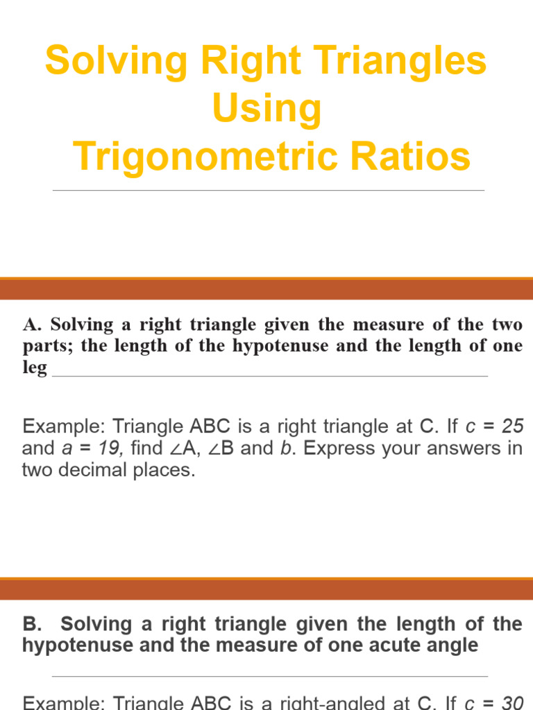Right Triangle Solutions Guide | PDF
