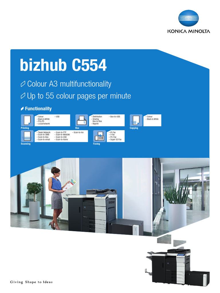 Konica Minolta Bizhub C554e Copier Brochure | PDF | Fax | Computer Network