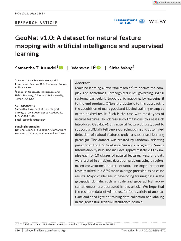 Transactions in GIS - 2020 - Arundel - GeoNat v1 0 A dataset for natural feature mapping with ...