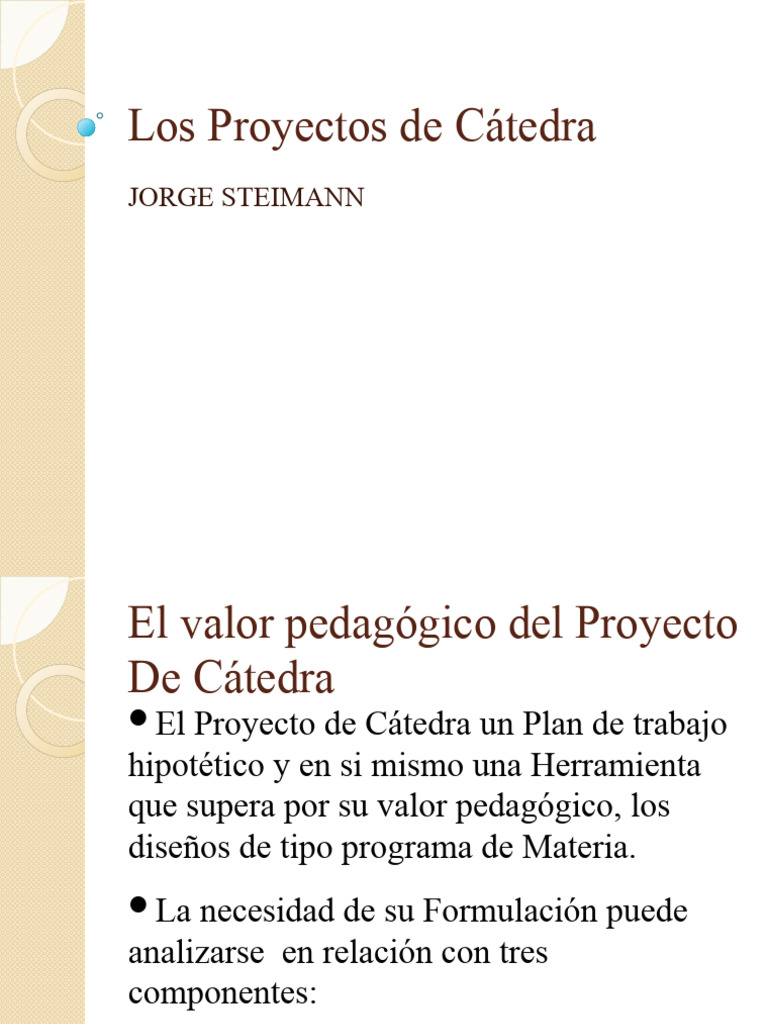 Los Proyectos de Cátedra | PDF | Aprendizaje | Modificación de comportamiento