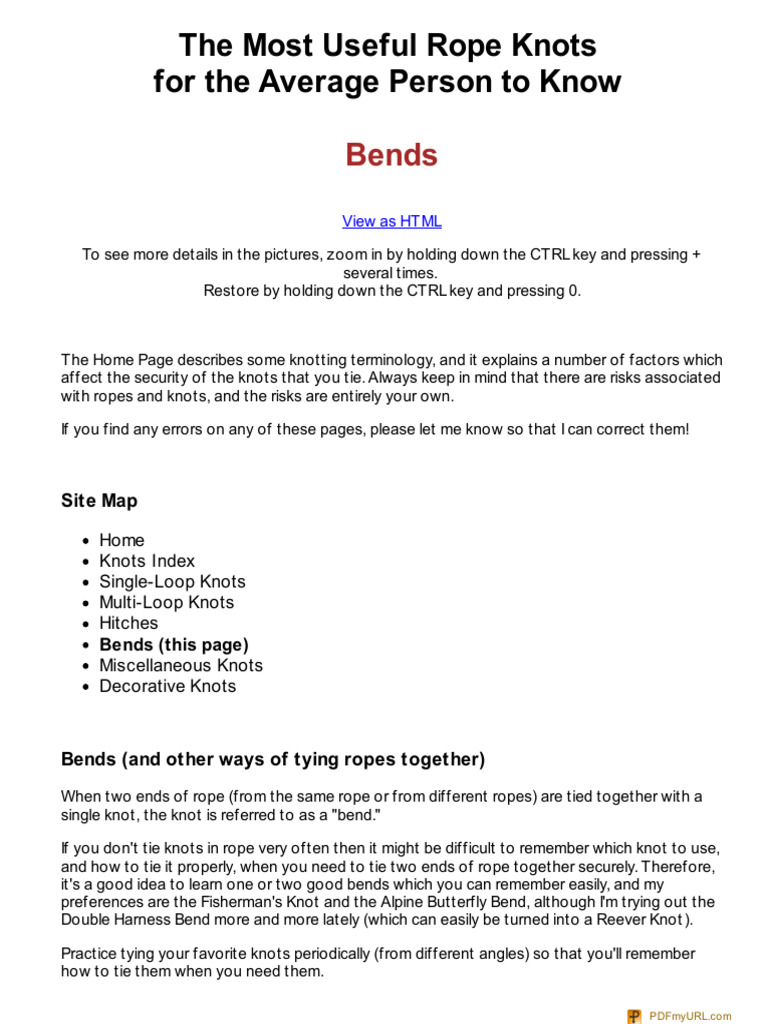 Knots Bends | PDF | Knot | Ropework