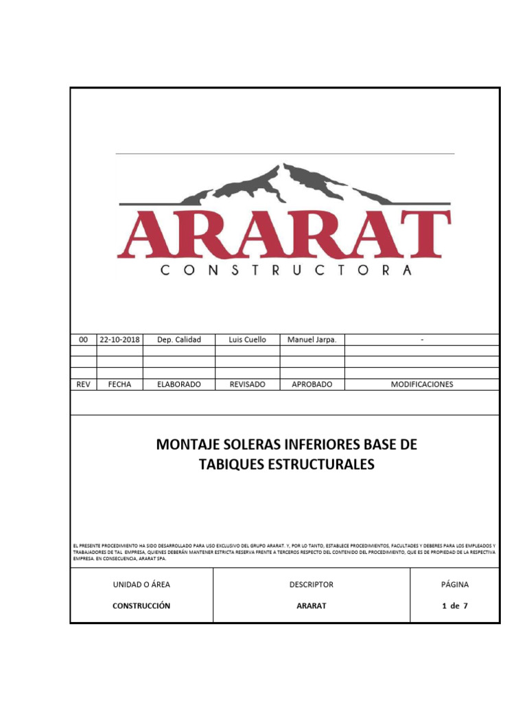 Procedimiento Solera Inferior Tabiqueria Exterior | PDF | pared