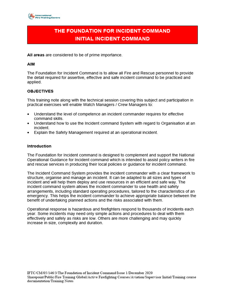 Foundation of Incident Command Training | PDF | Situation Awareness ...