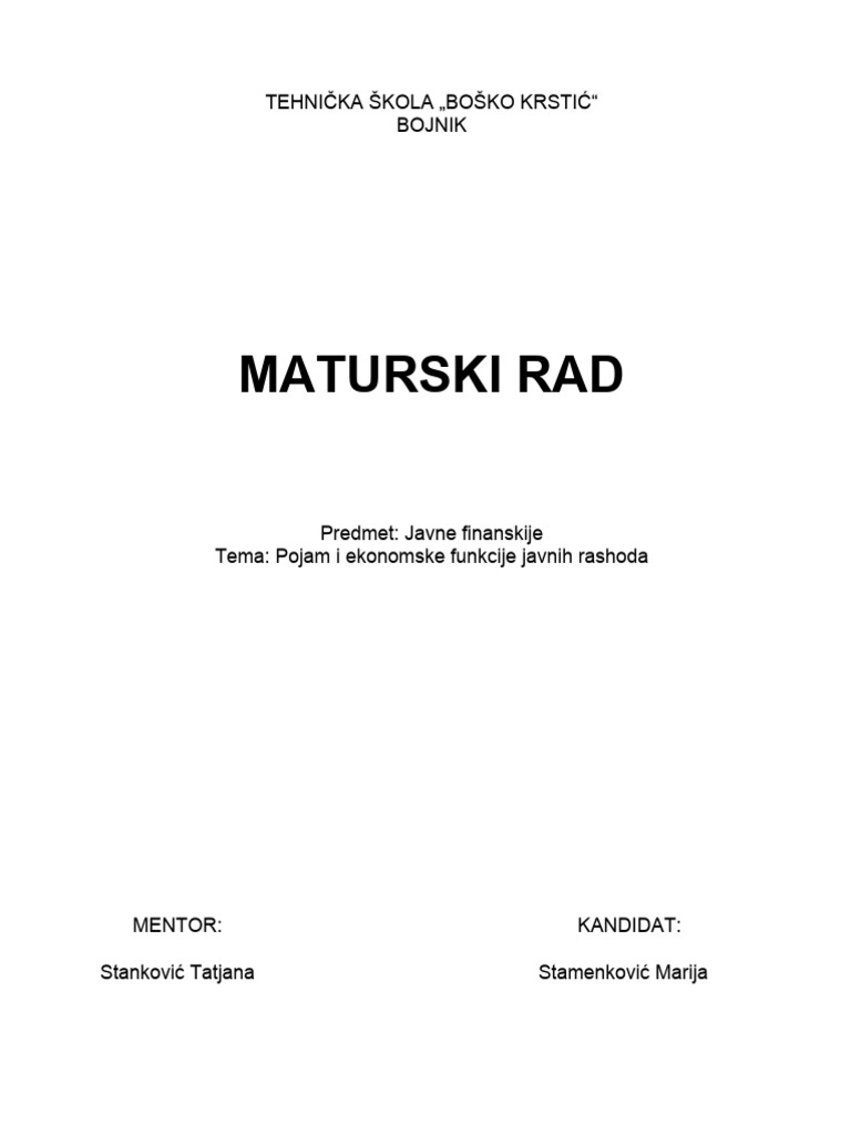 Maturski Rad | PDF