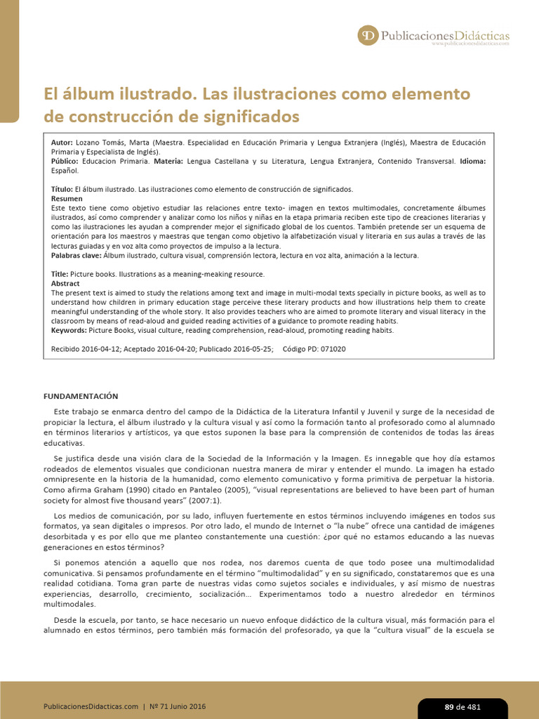 El Album Ilustrado, Las Ilustraciones Como Elemento de Construcción de Significados | PDF ...