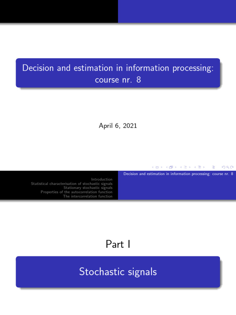 Stochastic Signal Processing Techniques | PDF | Stationary Process | Autocorrelation